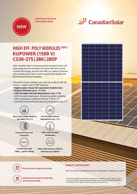 Canadian solar datasheet- Poly Perc Module CS3U-360P | PDF