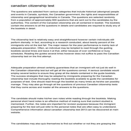 canadian citizenship test | PDF