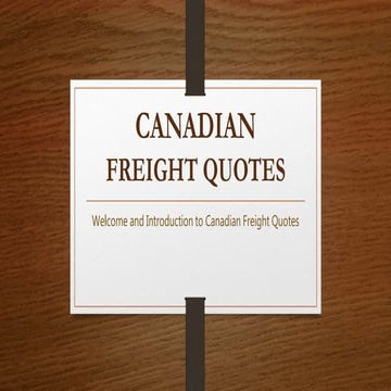 Canadian Freight Quotes