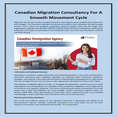 Canadian Migration Consultancy For A Smooth Movement Cycle | PDF