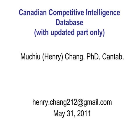 The Archived Canadian Patent Competitive Intelligence (2011/8/2) | PPT