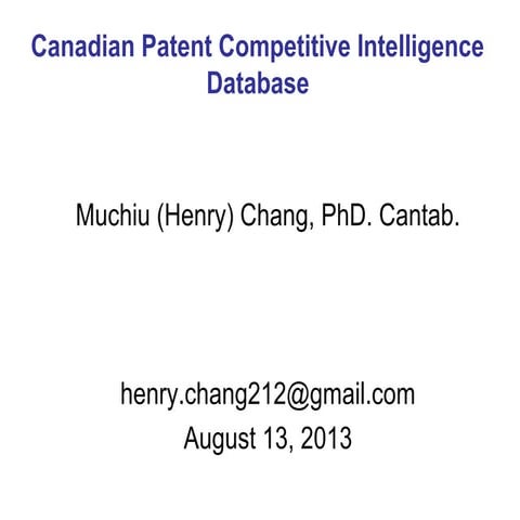 The Archived Canadian Patent Competitive Intelligence (2013/8/13) | PPT