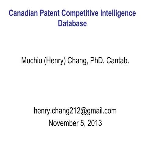The Archived Canadian Patent Competitive Intelligence (2013/11/5) | PPT