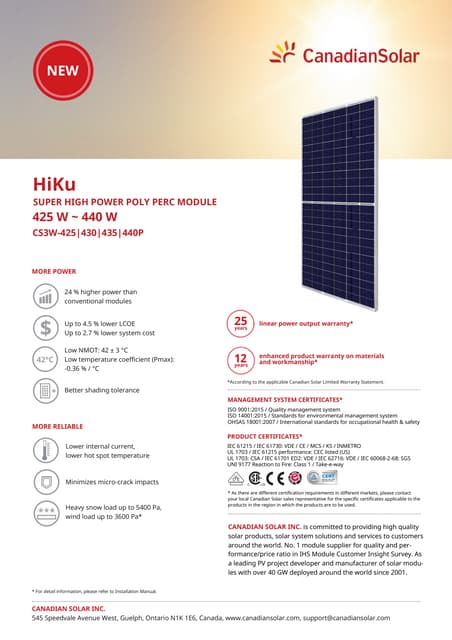 Canadian solar datasheet- Poly Perc Module CS3U-360P | PDF