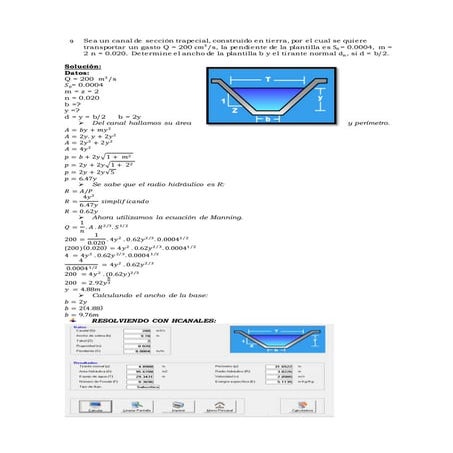 CALCULO DE CAUDAL - FORMULA DE MANNING-Canal hidraulica | DOCX