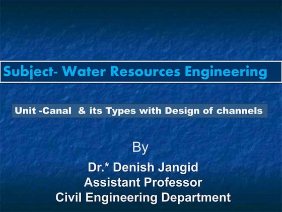 Design of a channel Reach | PPT