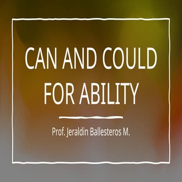 Can and could for past abilities explanationx | PPT