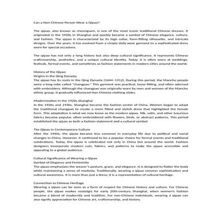 Can a Non Chinese Person Wear a Qipao？.docx