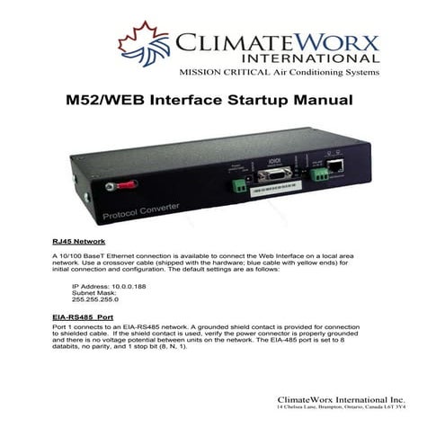 Canatal modulo web m52 web-interface_datasheet | PDF