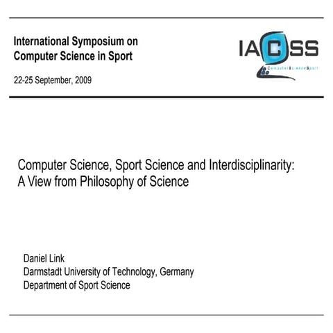 Computer Science, Sport Science and Interdisciplinarity | PPT