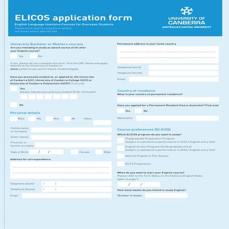 MEGA Canberra english course application | PDF | Australia and Oceania ...