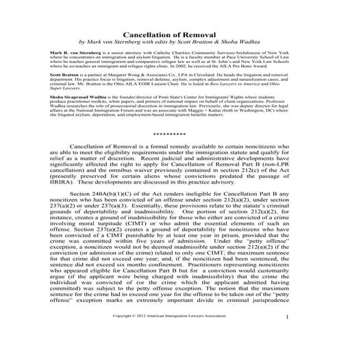 Cancellation of removal in immigration court | PDF