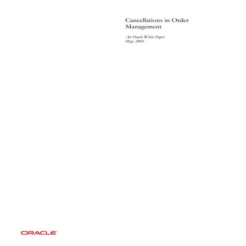 Cancellations in Order Management | PDF