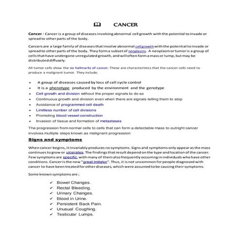 types of Cancer | DOCX