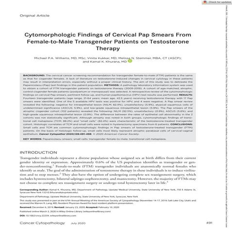 Cancer Cytopathology - 2020 - Williams - Cytomorphologic findings of cervical Pap smears from ...