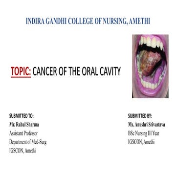 Cancer Of The Oral Cavity - Rahul SIR | PPTX
