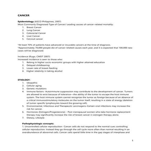 Pathophysiology of cancer | PPTX