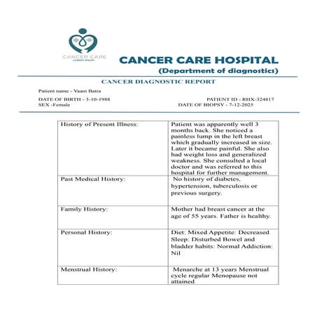 CANCER report.docx a detailed report with proper analysis | DOCX