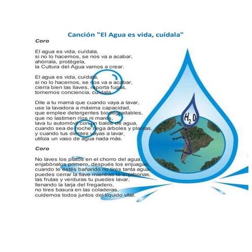 Canción " El Agua es vida ... ¡Cuídala! " | DOCX