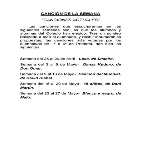Canción de la semana6 | PDF