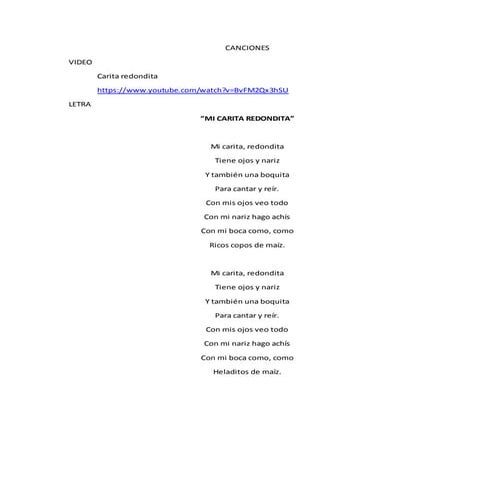 Canciones infantiles con link y letra | DOCX