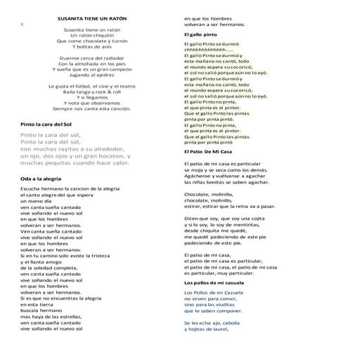 Canciones infantiles | DOCX