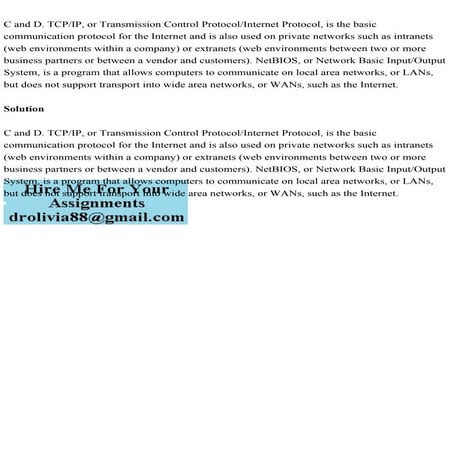 C And D Tcpip Or Transmission Control Protocolinternet Protocolpdf 