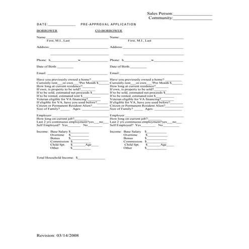 Cand F Pre Approval App | PDF