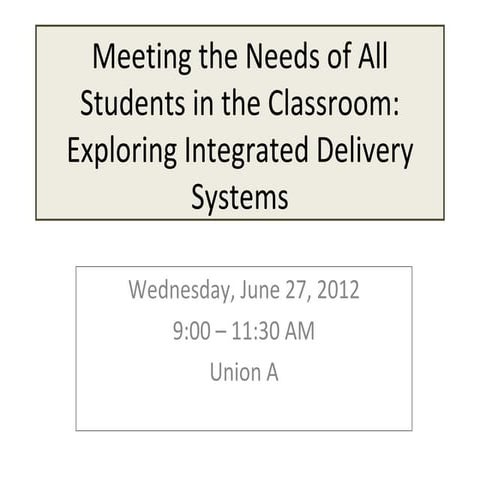 Meeting the Needs of All Students in the Classroom | PPT