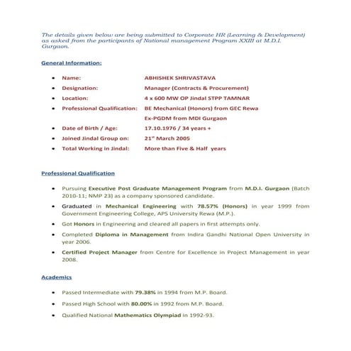 Candidate profile | DOC