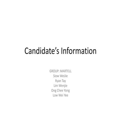 Candidate's information | PPT