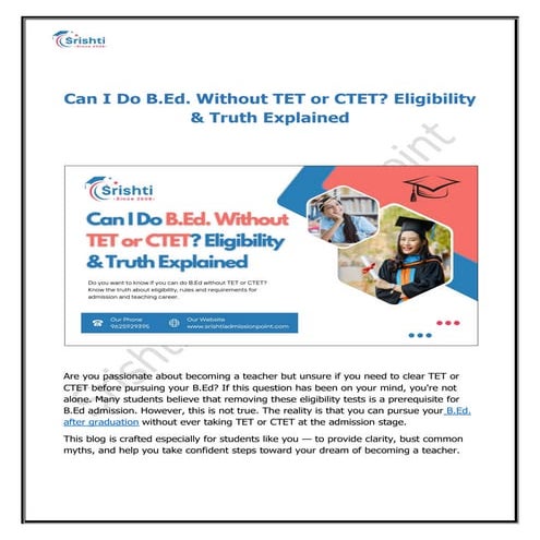 Can I Do B.Ed. Without TET or CTET Eligibility & Truth Explained.pdf