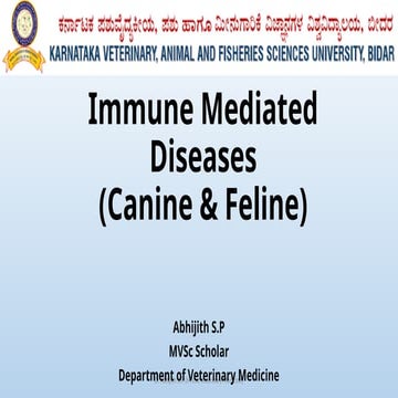 Canine Immune Mediated Diseases short lecture | PPTX