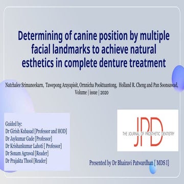 CANINE JC.pptx reference point positioning by the use of facial ...