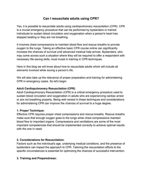 Advanced Resuscitation Course Perth. HLTAID015 training | PPT