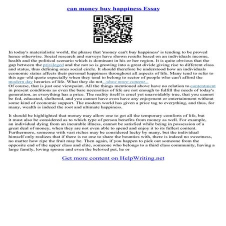 Can Money Buy Happiness Essay | PDF