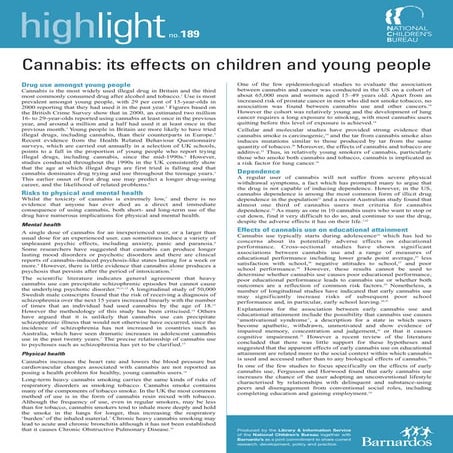 Cannabis Its Effects On Children And Young People | PDF