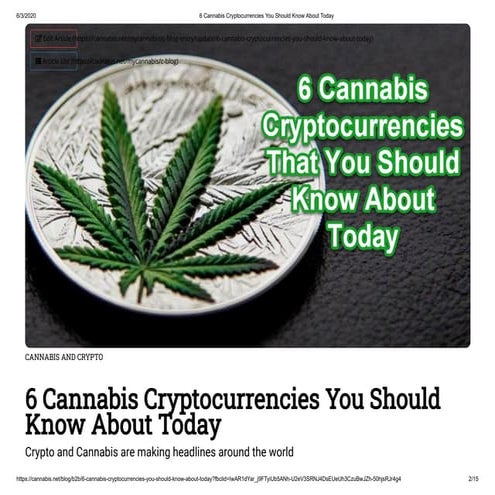 Cannabis Cryptocurrencies Trying to Make Coin in Legal Marijuana | PPT