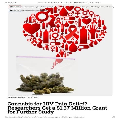 Marijuana for HIV Pain Relief Gets $1.37 Million in Funding from the ...