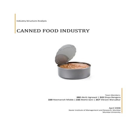 Canned food industry structure analysis | PDF