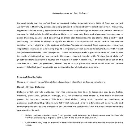 Defects of Can, Food Can | PDF
