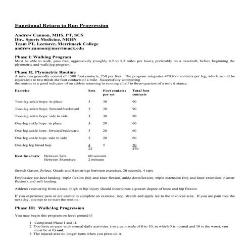 Cannon Return To Run Progression | PDF