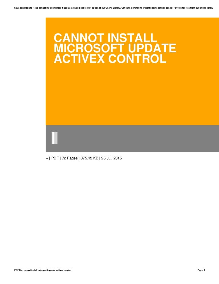 Cannot Install Microsoft Update Activex Control