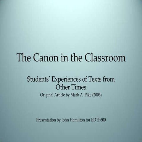 Canon in the Classroom | PPT