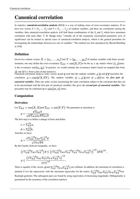 Canonical correlation analysis() | PPTX