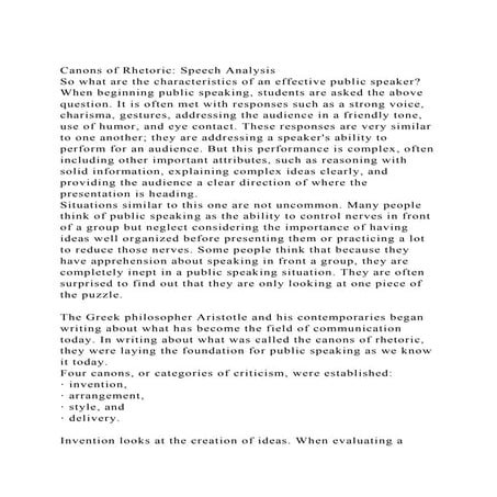 Canons of Rhetoric Speech AnalysisSo what are the characteristi.docx