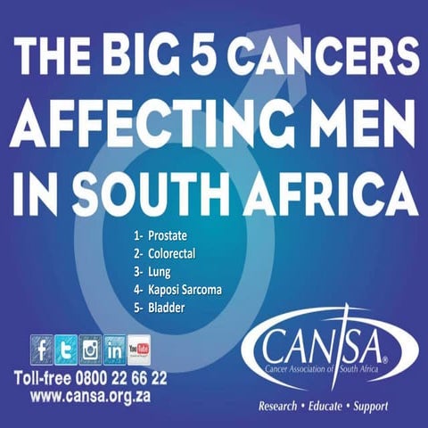 CANSA The Big 5 Cancers affecting Men in South Africa 2017 | PPTX