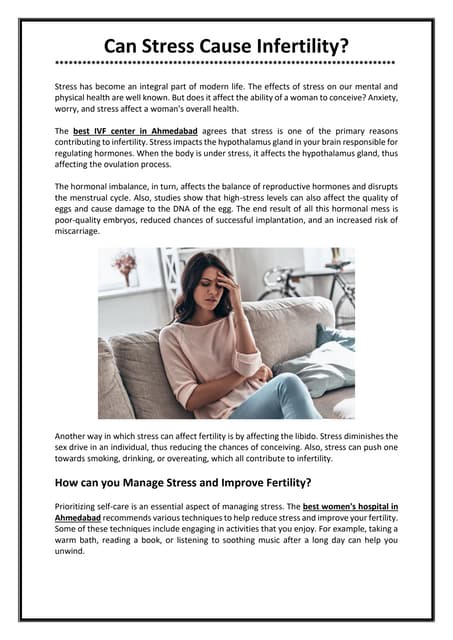 Stress and Infertility | PDF | Infertility | Reproductive Health