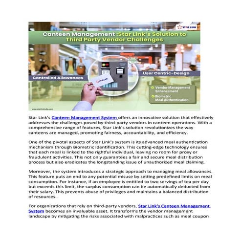 Canteen Management: Star Link's Solution to Third-Party Vendor Challenges | DOCX