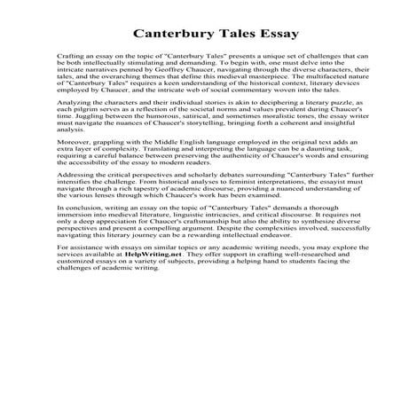 Essay On The Canterbury Tales | PDF
